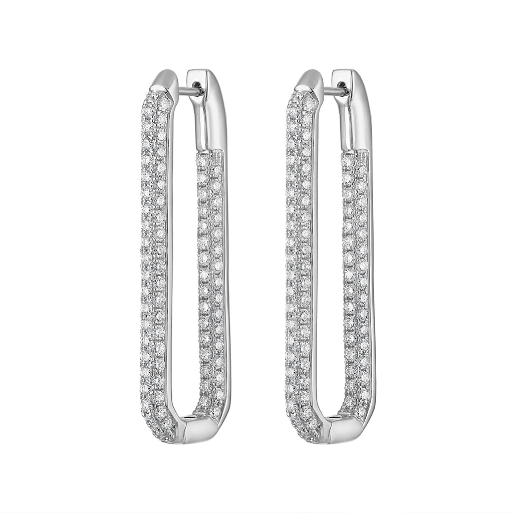 Rectangle Pave Long Hoops – LUISA ALEXANDER